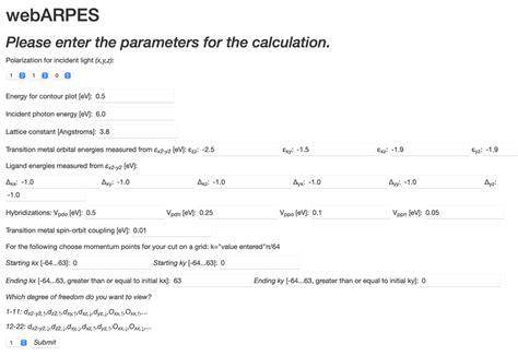 Data Entry Page Using The Set Parameters Tab For Tight Binding