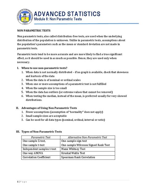 module 8 nonparametric tests pdf statistical hypothesis testing