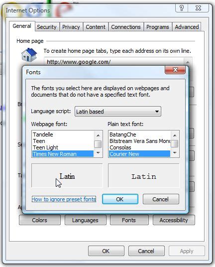 Internet Explorer Versions 6 8 General Text Options Joe Dolson Web
