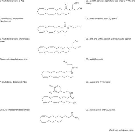 Lipid Endocannabinoids The Chemical Structure And Their Receptors Download Scientific Diagram