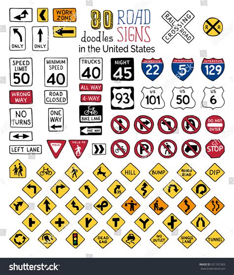 Vector Set Cartoon Road Signs United Stock Vector Royalty Free 321101363 Shutterstock