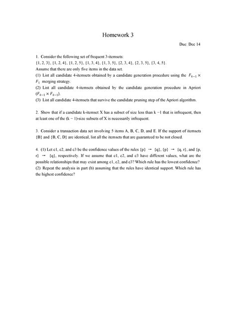 homework 3 for data mining homework 3 due dec 14 consider the