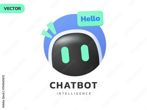 3d Vector Chat Bot Artificial Intelligence Technology With Robotic Happy Friendly Face Logo