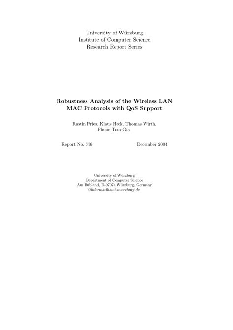 Pdf Robustness Analysis Of The Wireless Lan Mac Protocols With Qos