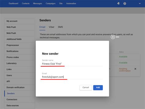 Adding Changing Deleting A Sender
