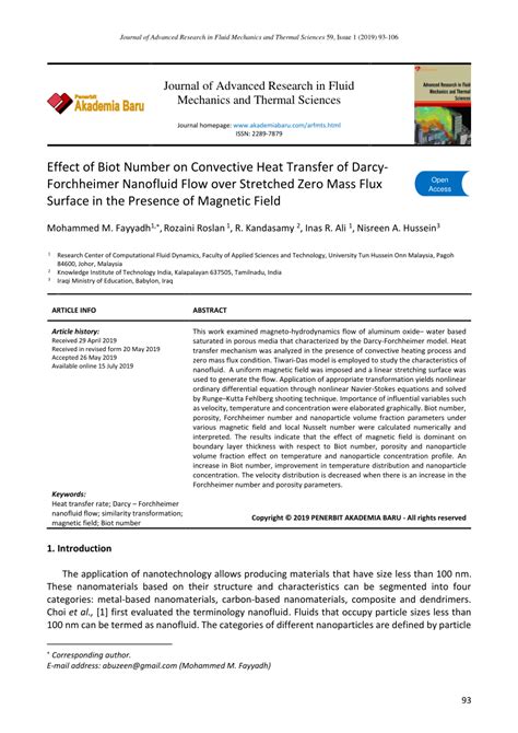 Pdf Effect Of Biot Number On Convective Heat Transfer Of Darcy
