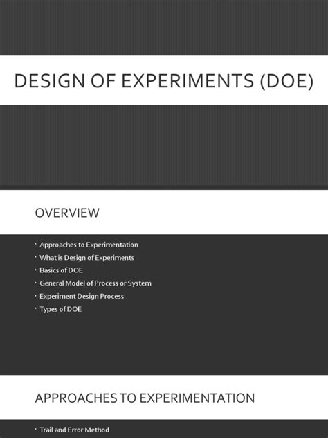 a comprehensive guide to design of experiments doe methodology for