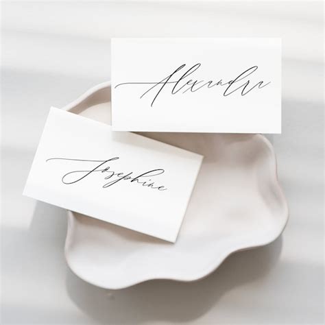 Printable Wedding Place Card Template With Calligraphy Font