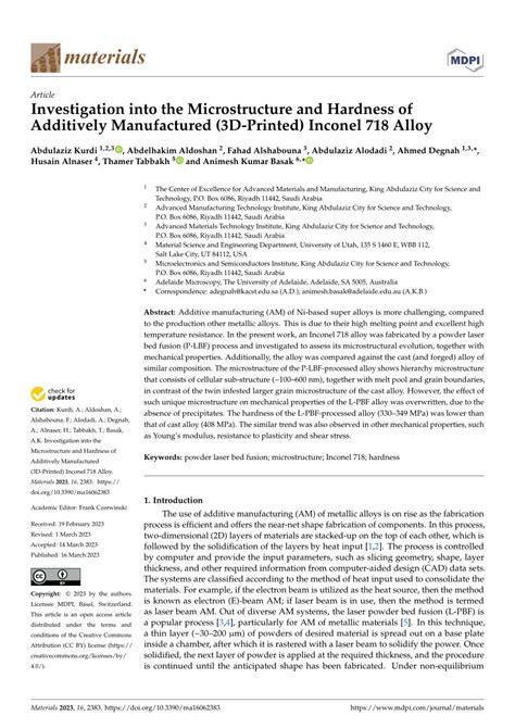Pdf Investigation Into The Microstructure And Hardness Of Additively Manufactured 3d Printed