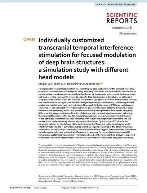Pdf Individually Customized Transcranial Temporal Interference