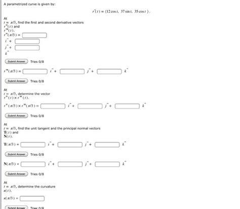solved a parametrized curve is given by 1 12 cost 37