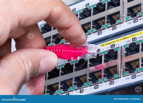 Hand With Red Ethernet Cable Stock Image Image Of Networking