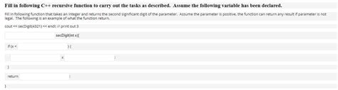 solved fill in following c recursive function to carry out