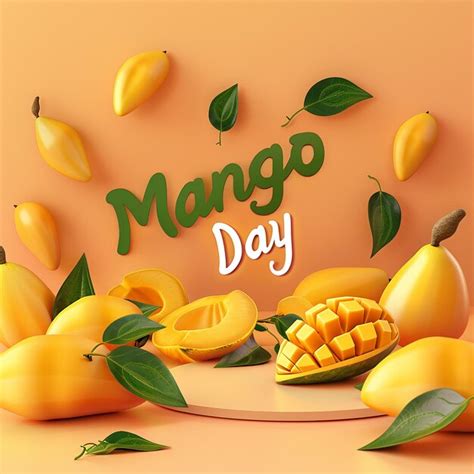 Tipografia Do Logotipo Do Dia Da Mango Tipografia Fotográfica 3d Imagem Premium Gerada Com Ia