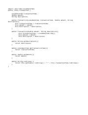 Java Transaction Class Manage Time Amount And Description Course Hero