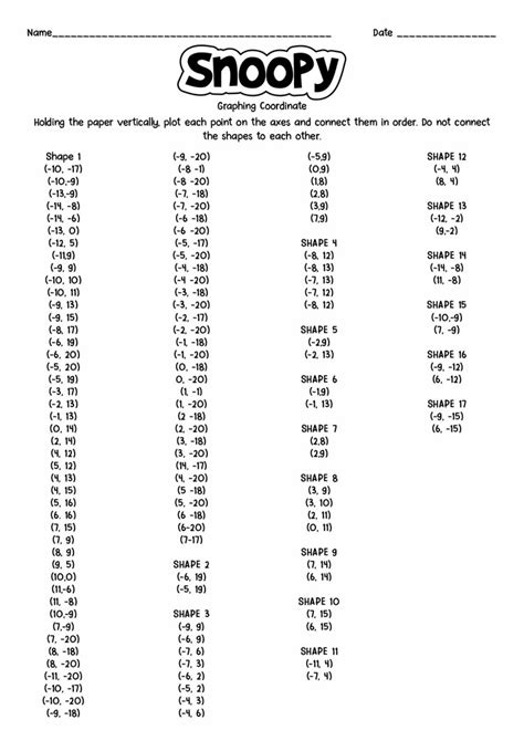 snoopy coordinate graph worksheet coordinate plane worksheets