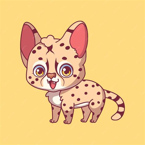 Premium Vector Illustration Of A Cartoon Serval On Colorful Background