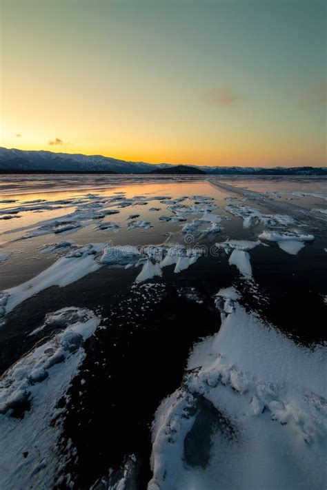 Dramatic Scenery At Dusk On An Ice Covered Lake Stock Image Image Of Climate Arctic 310911799