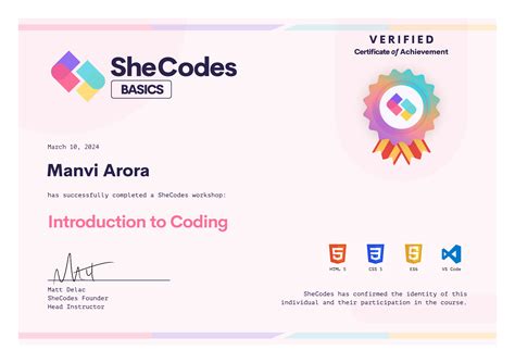 Manvi Arora Shecodes Profile Shecodes