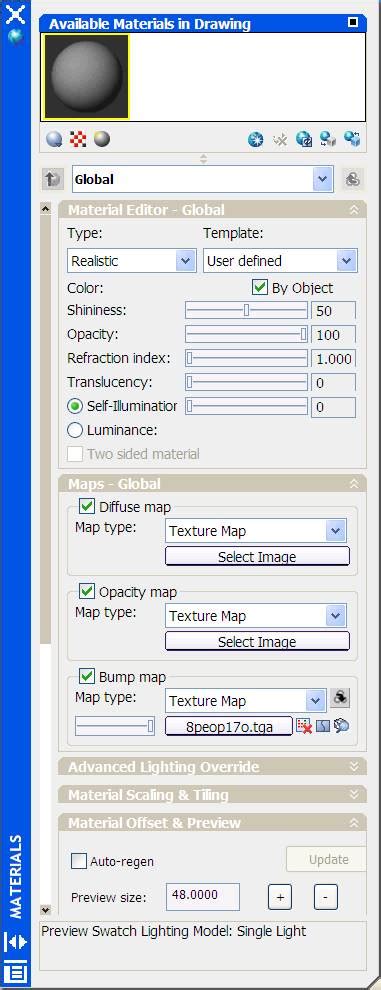 Materials Command In Autocad Materials Window