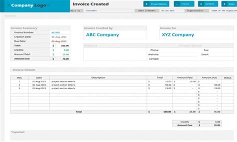 Invoice Excel Project Management Templates With Regard To Invoice Template Excel 2013