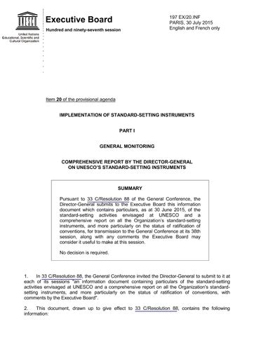 Implementation Of Standard Setting Instruments Part I General