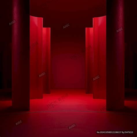 Ai创作图红色海报场景 红色t台 魅力红场景点背景 红色展厅 红色立体场景 红色高级kv背景 红色展示空间 大红场景 抽象红色舞台设计 红色舞台场景 红色发布会颁奖典礼 红色大气主题背景 红色
