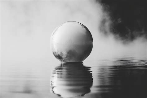 Sphere Reflection In Still Water Premium Ai Generated Image