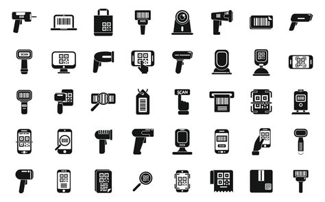 Code Scanning Icons Set Simple Vector Qr Barcode 15120790 Vector Art
