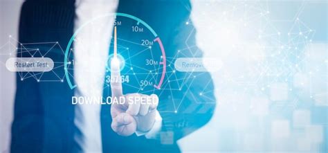 메타버스 기술 개념을 통한 빠른 인터넷 연결 스마트폰과 인터넷 속도 측정의 가상 화면 인터넷 및 기술 개념 5g 고속 인터넷 개념 프리미엄 사진