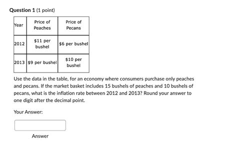 Solved Question 1 1 Point Use The Data In The Table For