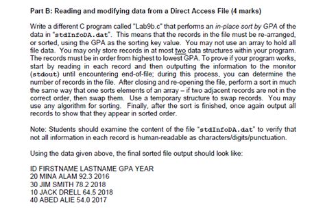 Solved Part B Reading And Modifying Data From A Direct