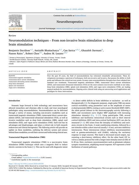 Pdf Neuromodulation Techniques From Non Invasive Brain Stimulation To Deep Brain Stimulation