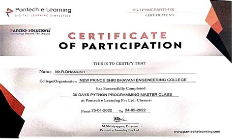 R Dhanush On Linkedin I Glad To Reveal Ityes Im Sucessfully Completed My Python In Online