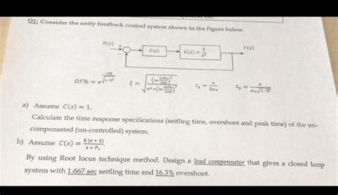 Solved Consider The Unity Feedback Control System Shown Chegg