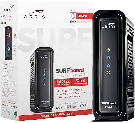 Amazon Com ARRIS SURFboard SB6190 DOCSIS 3 0 32 X 8 Gigabit Cable Modem Comcast Xfinity Cox