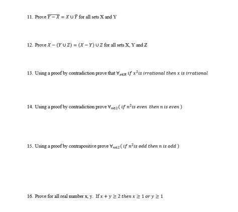 solved 11 prove y x xuyfor all sets x and y 12 prove