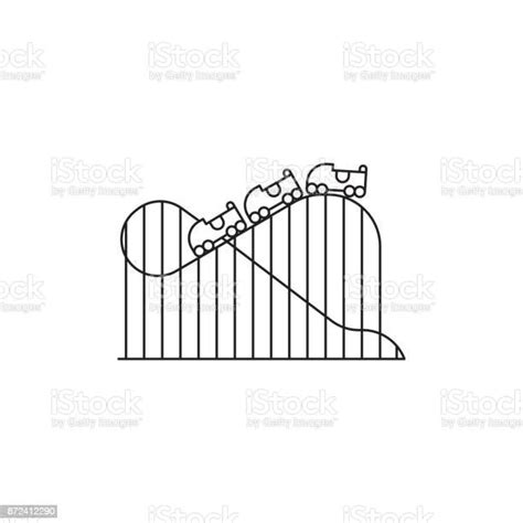 롤러 코스터 아이콘 벡터 선형 디자인 흰색 배경에 고립 공원 로고 템플릿 놀이 공원 선 아이콘 개체에 대 한 요소 롤러코스터에 대한 스톡 벡터 아트 및 기타 이미지 Istock