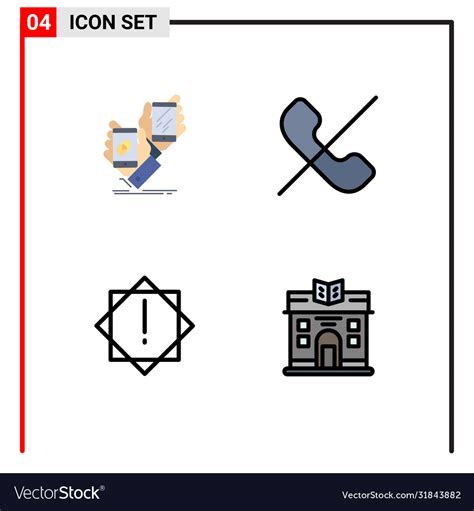 4 Universal Filledline Flat Color Signs Symbols Vector Image