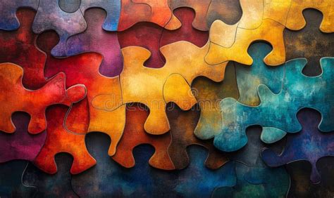 Interlocking Puzzle Pieces With A Watercolor Texture Symbolizing Connection And Diversity In A