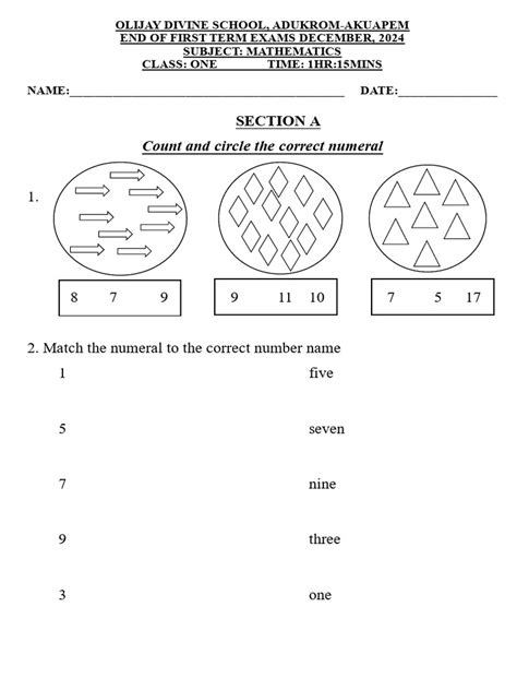 Class 1 Mathematics Pdf
