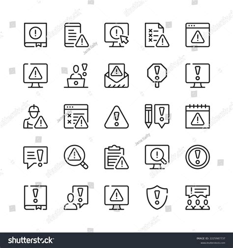 Warning Line Icons Outline Symbols Vector Stock Vector Royalty Free 2225987737 Shutterstock