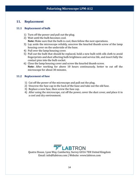 Polarizing Microscope Lpm A12 Operating Manual Labtron