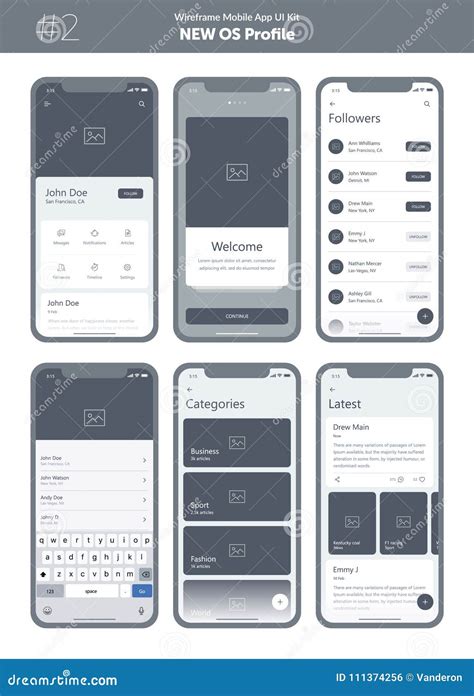 wireframe kit for mobile phone mobile app ui ux design new os