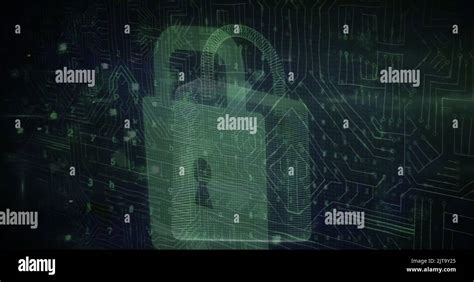 Image Of Data Processing Over Security Padlock Icon Against