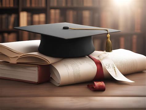 Premium Photo A Graduation Cap Sits On Top Of A Stack Of Books
