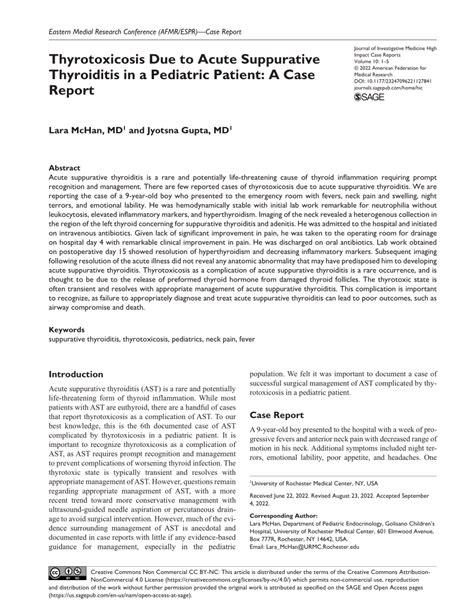 Pdf Thyrotoxicosis Due To Acute Suppurative Thyroiditis In A Pediatric Patient A Case Report