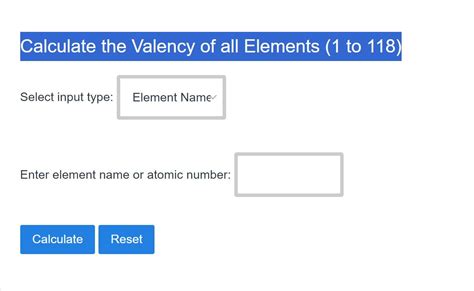 Valency Calculator Find The Valency Instantly 1 To 118