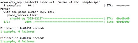 Rspec Evidence With Progress Bar