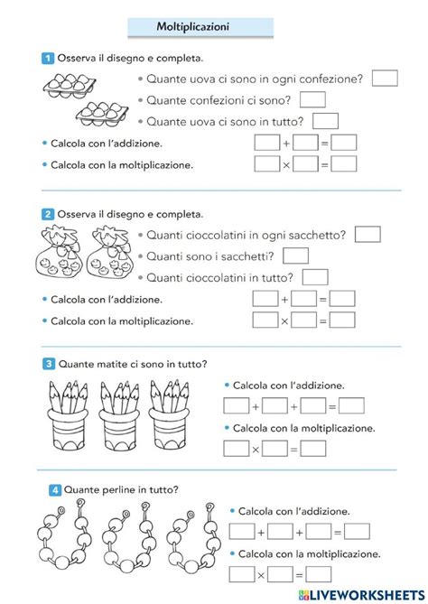 Problemi Di Moltiplicazione Worksheet Artofit